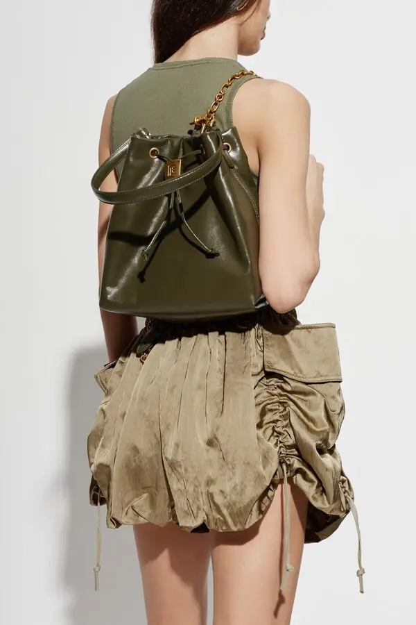Balmain Leather Bucket Backpack - Green