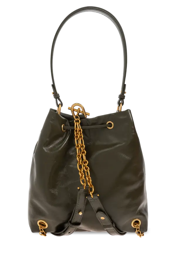 Balmain Leather Bucket Backpack - Green