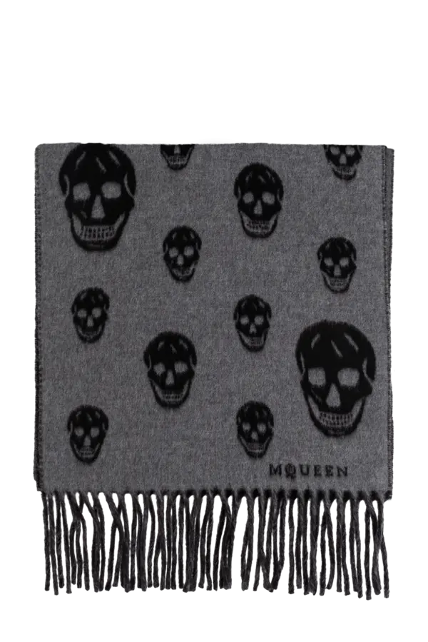 Alexander McQueen Scarf With Skull Motif - Grey
