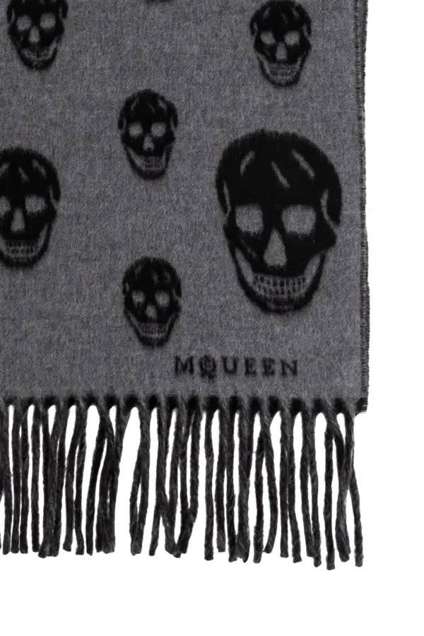 Alexander McQueen Scarf With Skull Motif - Grey