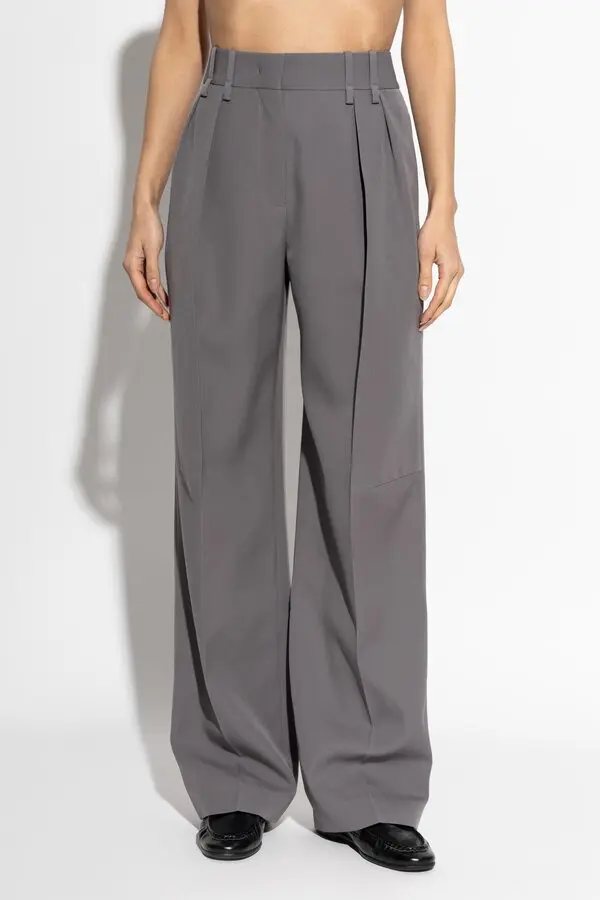 JIL SANDER Wool Wide Leg Trousers - Grey