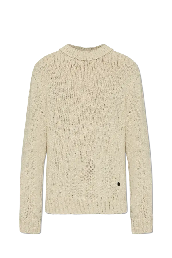 Balmain Crew Neck Cotton Sweater - Beige