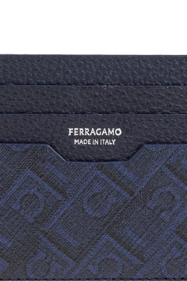 FERRAGAMO Card Holder With Logo - Navy Blue