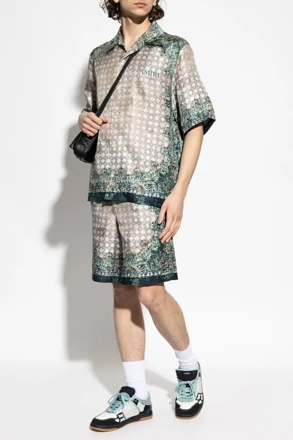 Amiri Silk Straight Leg Shorts - Green