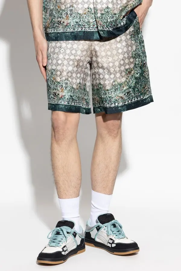 Amiri Silk Straight Leg Shorts - Green