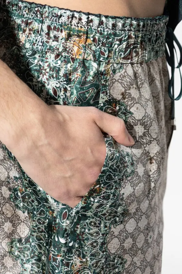 Amiri Silk Straight Leg Shorts - Green