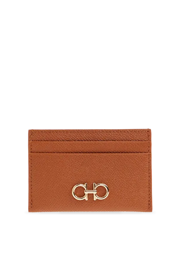 FERRAGAMO Leather Card Holder - Brown