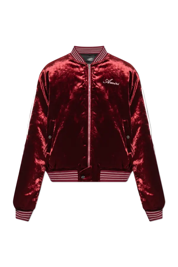 Amiri Velour Bomber Jacket - Burgundy