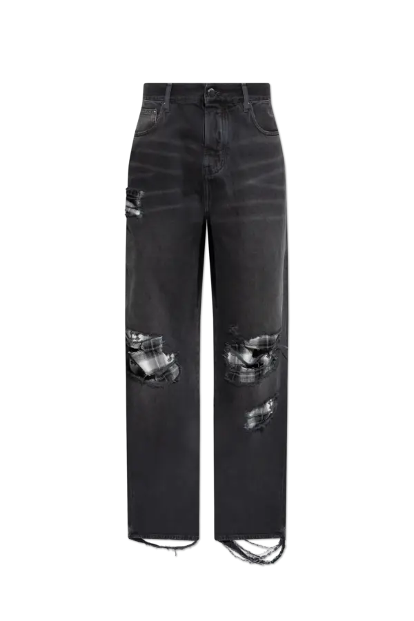 Amiri Distressed Wide Leg Jeans - Black