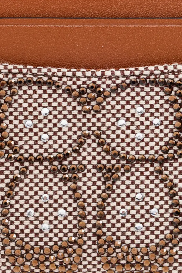 COACH Card Case With Shimmering Crystals - Brown