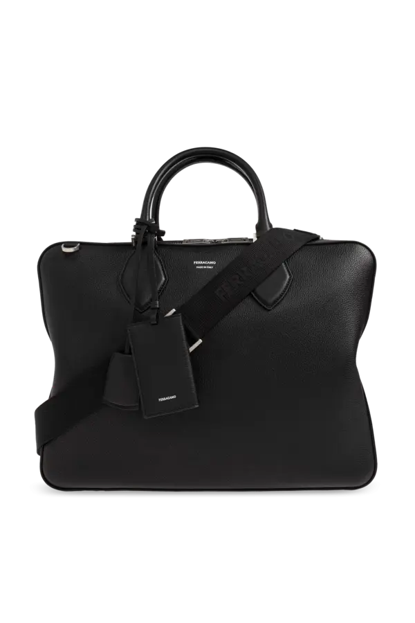 FERRAGAMO Leather Document Bag - Black
