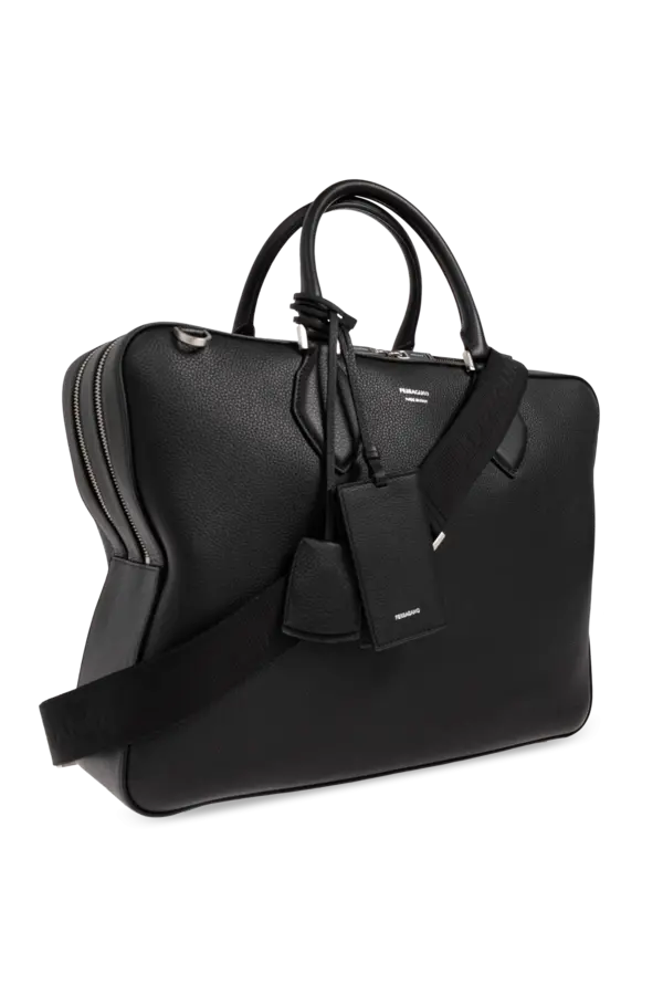 FERRAGAMO Leather Document Bag - Black