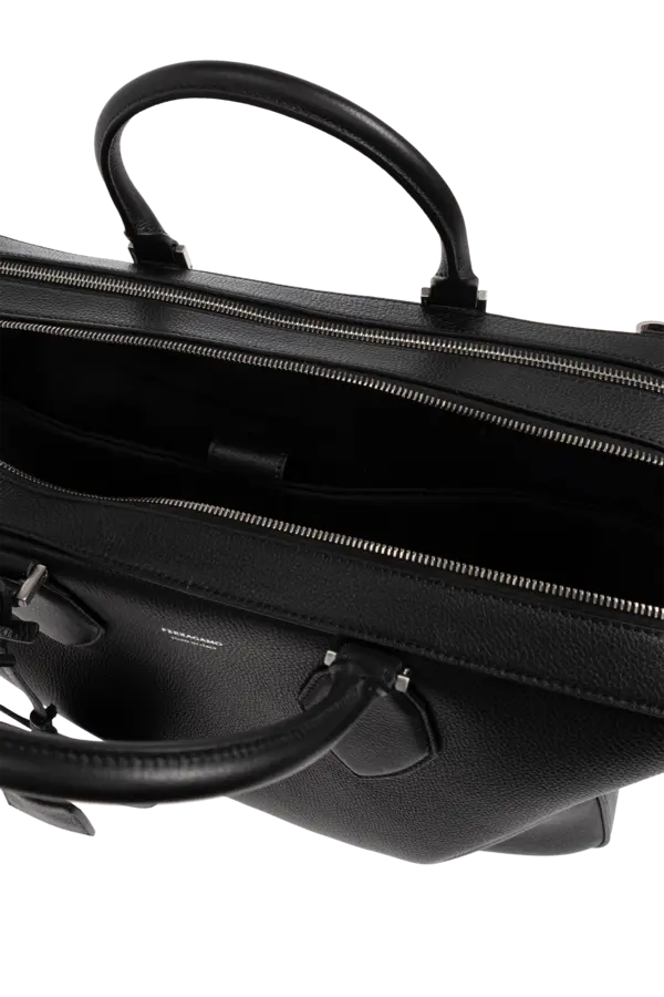 FERRAGAMO Leather Document Bag - Black