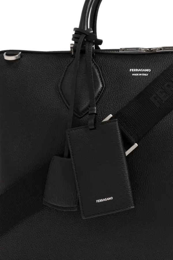 FERRAGAMO Leather Document Bag - Black