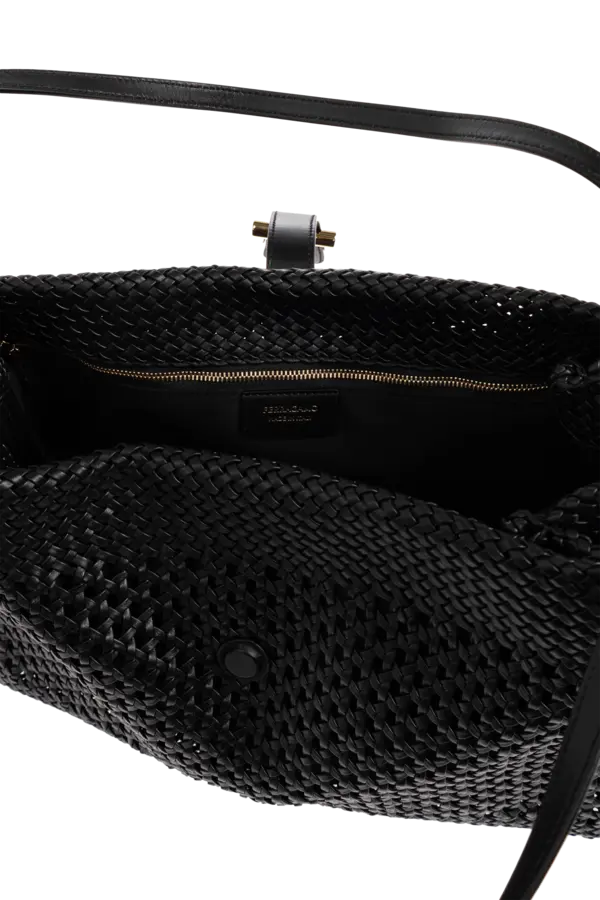 FERRAGAMO Leather Shopper Bag - Black