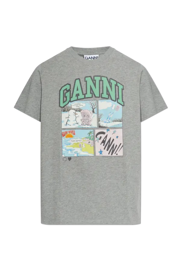 GANNI Logo T-shirt - Grey