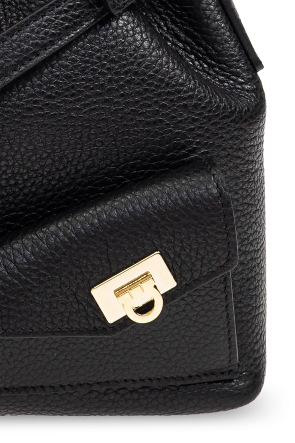 FERRAGAMO Leather Bucket Shoulder Bag - Black