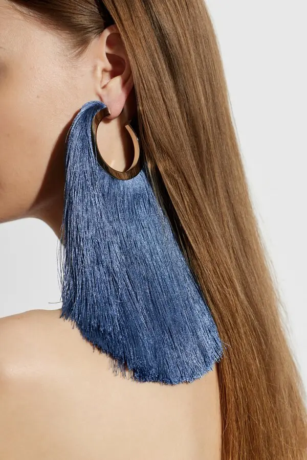 Alaïa Round Tasseled Earrings - Blue
