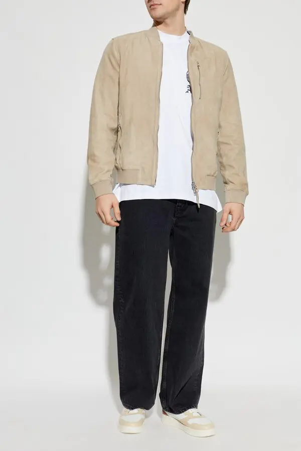 ALLSAINTS Kemble Suede Bomber Jacket - Beige