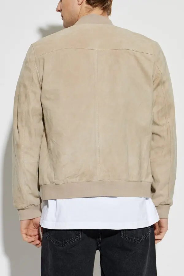 ALLSAINTS Kemble Suede Bomber Jacket - Beige