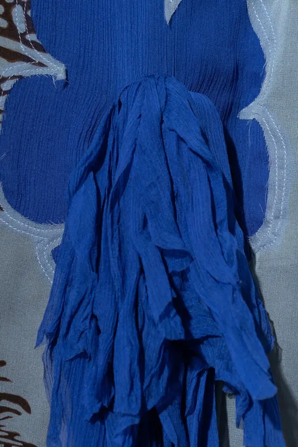 FERRAGAMO Silk Midi Dress With Fringe - Blue