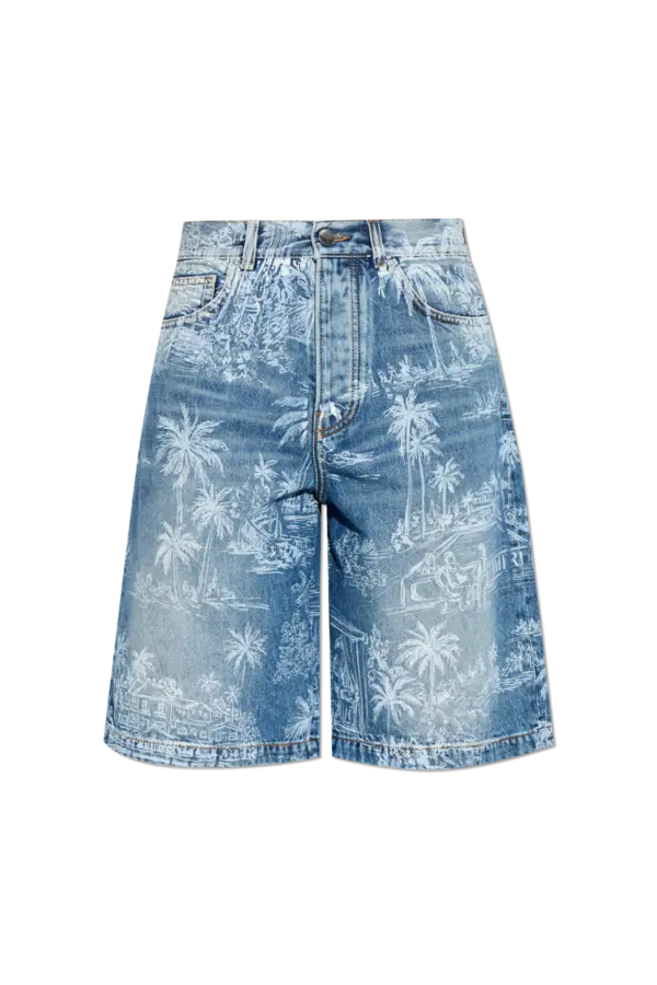 Amiri Printed Denim Shorts - Blue