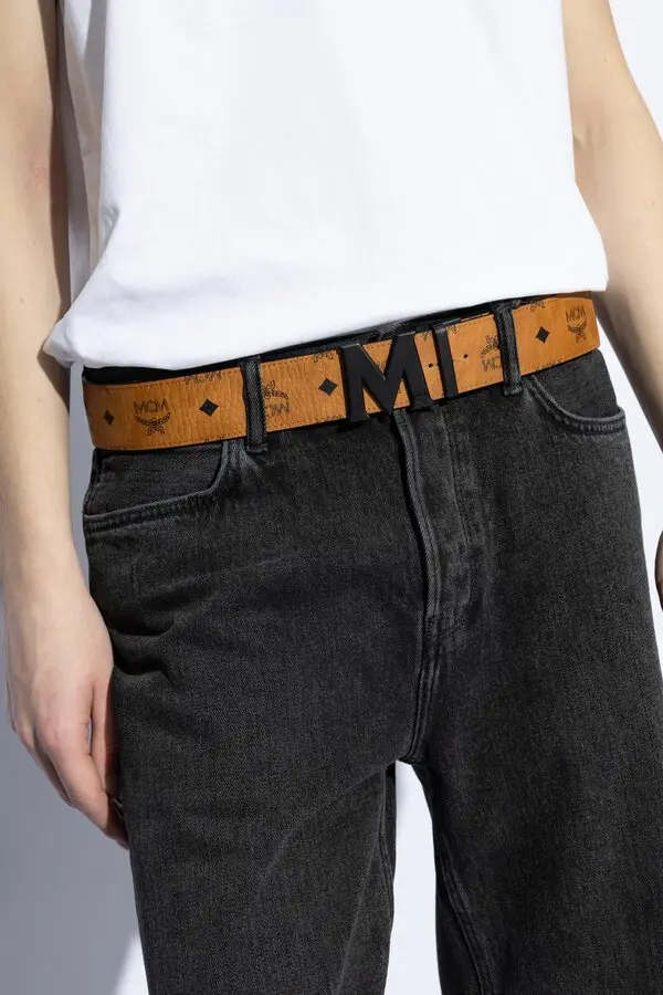 Mcm Belt With Logo - Brown