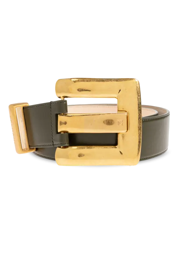 Balmain Leather Wide Belt - Green