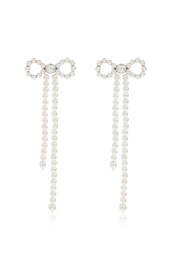 SELF-PORTRAIT Earrings With Glass Pearls - Silver