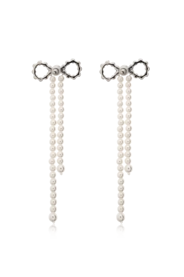 SELF-PORTRAIT Earrings With Glass Pearls - Silver