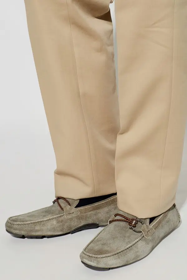 FERRAGAMO Front Suede Loafers - Grey