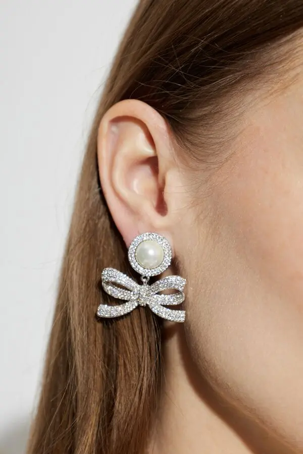 SELF-PORTRAIT Earrings With Crystals And Bow Detail