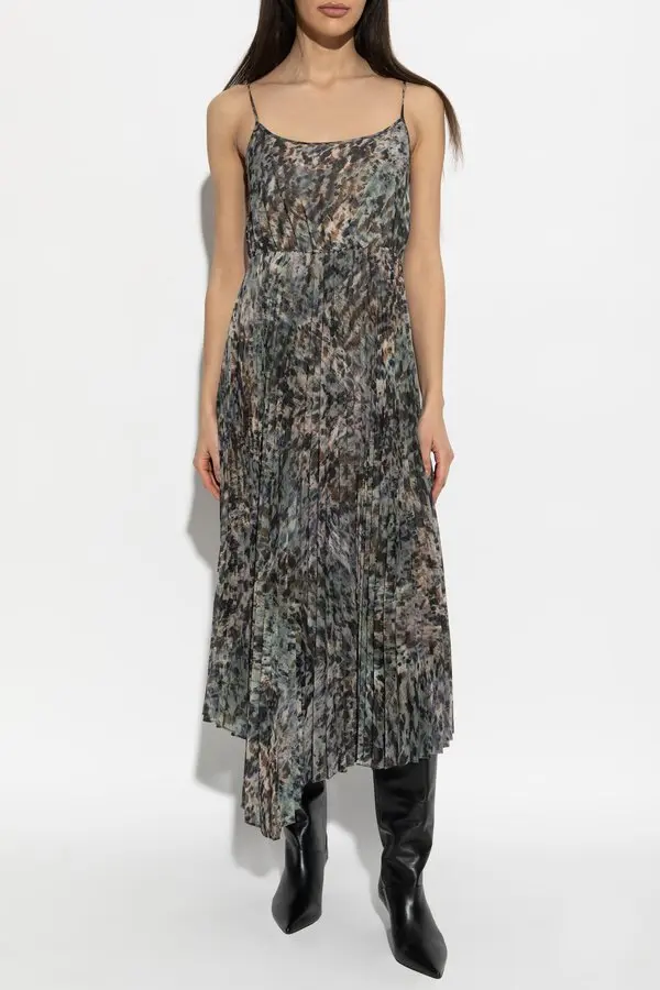 ALLSAINTS Anni Abstract-print Pleated Midi Dress - Multicolour
