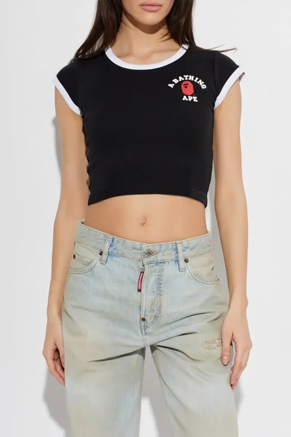 A BATHING APE Logo Cotton Jersey Knit Top