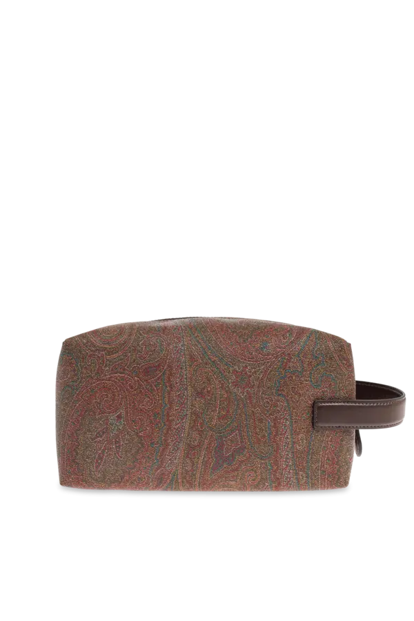 Etro Embroidered Logo Cosmetic Bag - Brown