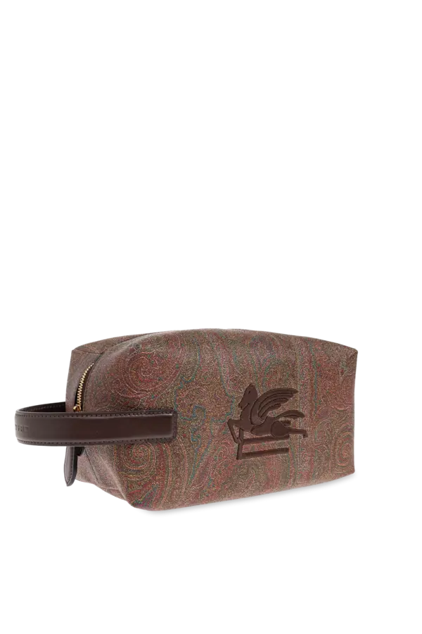 Etro Embroidered Logo Cosmetic Bag - Brown