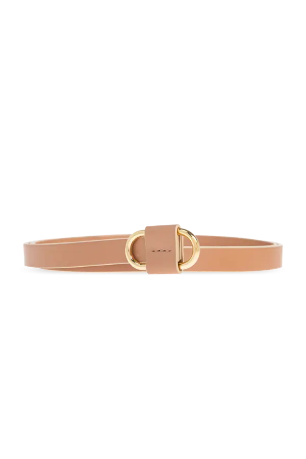 Dsquared2 Leather Belt With Gold Tone Buckle - Beige