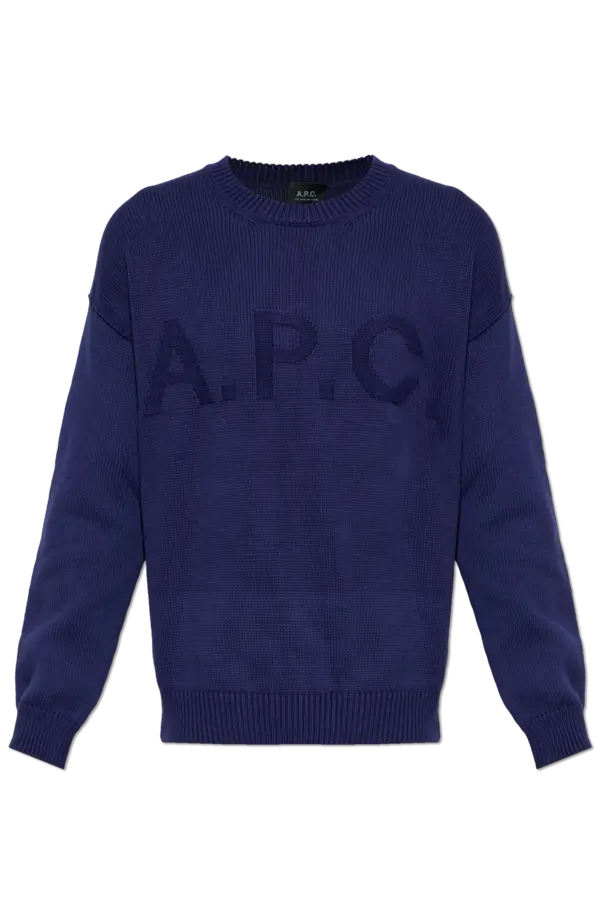 A.p.c. Cotton Sweater With Logo - Navy Blue