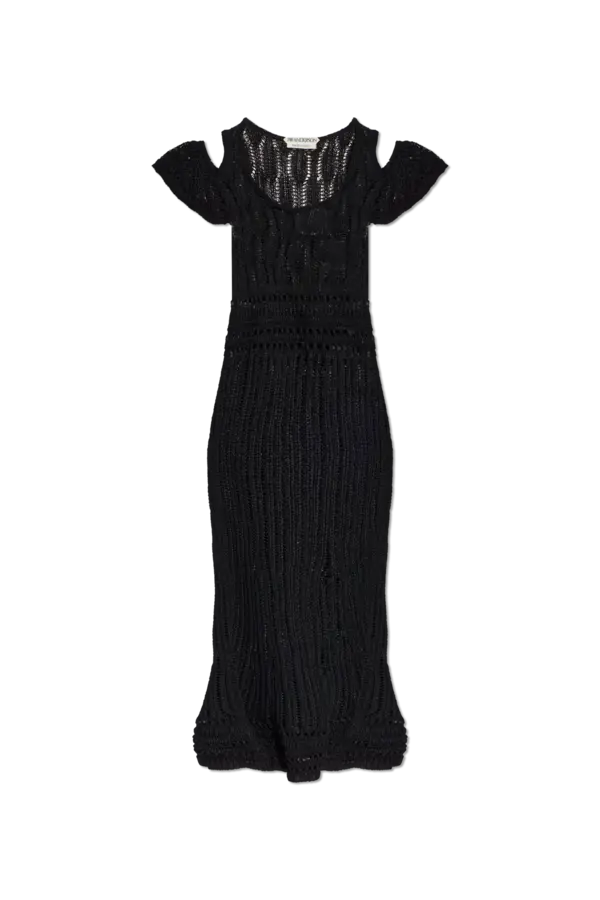 JW Anderson Decorative Weave Turtleneck Midi Dress - Black