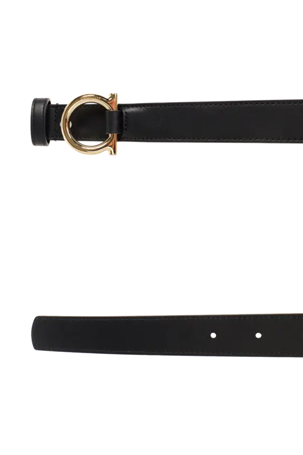 FERRAGAMO Leather Belt With Gold-tone Buckle
