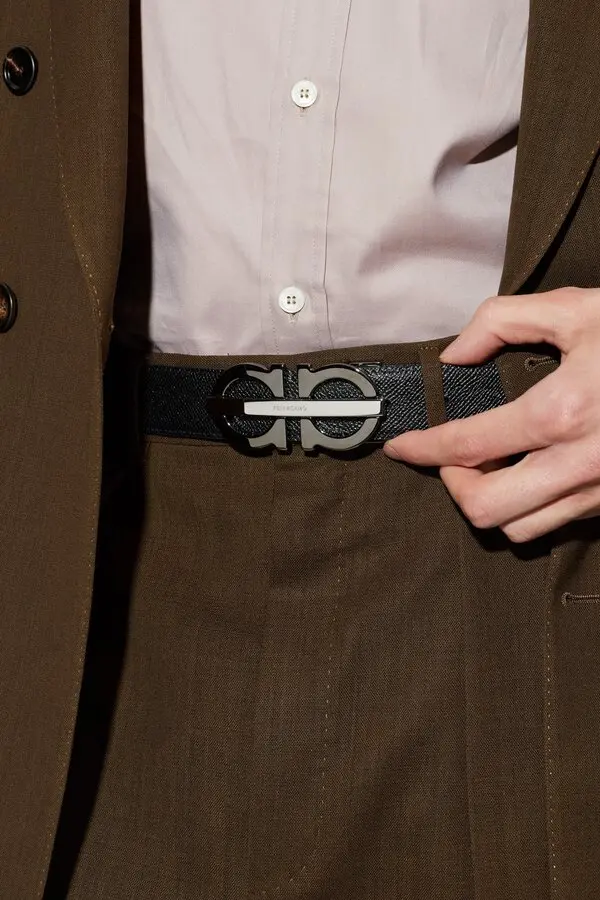 FERRAGAMO Leather Belt With Logo Buckle