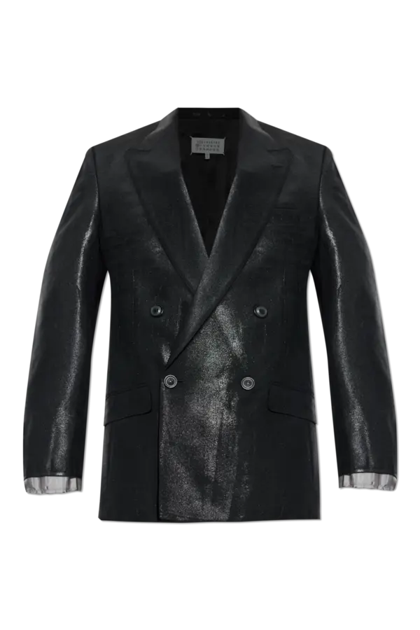 MAISON MARGIELA Double-breasted Blazer With A Shiny Finish - Black