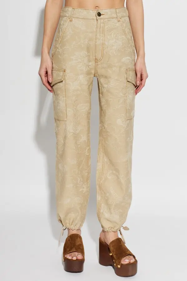 Etro Botanical Jacquard Cargo Jeans - Beige