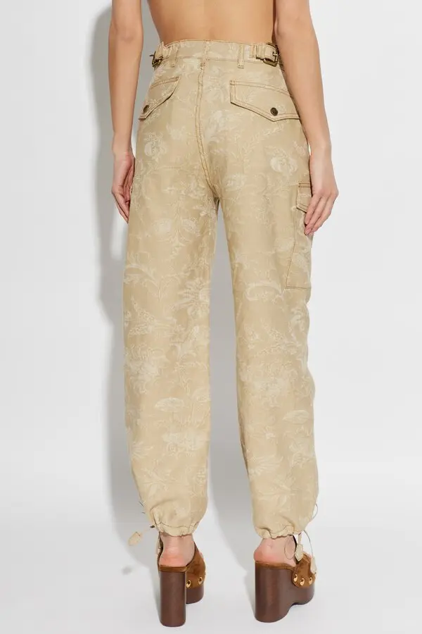 Etro Botanical Jacquard Cargo Jeans - Beige