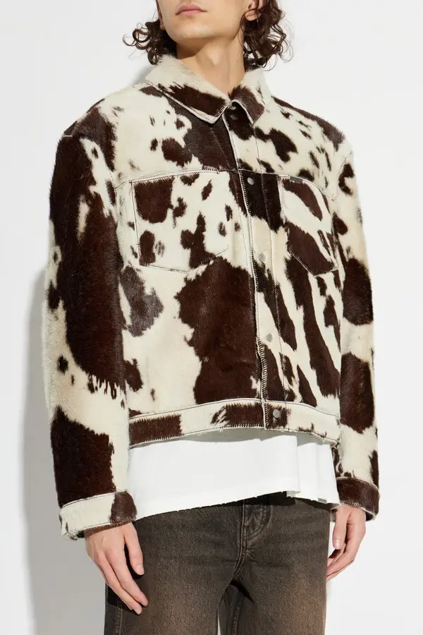 REPRESENT Animal Print Leather Trucker Jacket