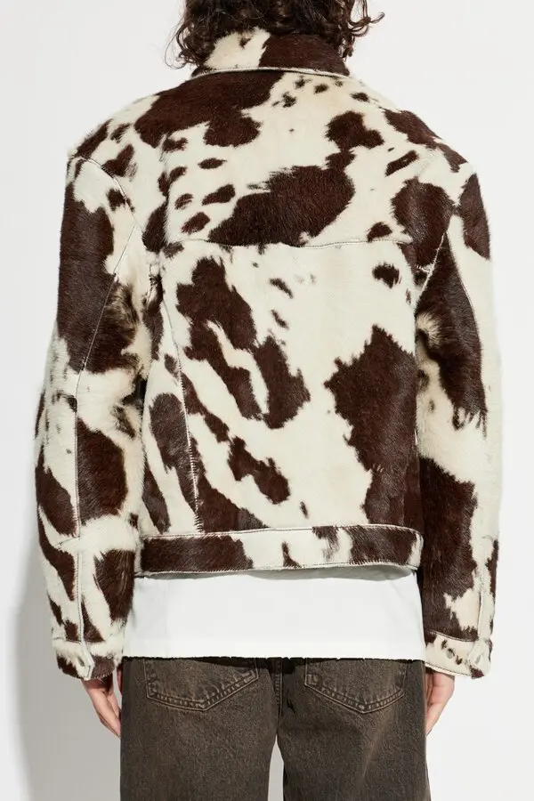 REPRESENT Animal Print Leather Trucker Jacket
