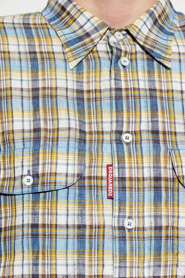Dsquared2 Linen Shirt With Pockets - Multicolour