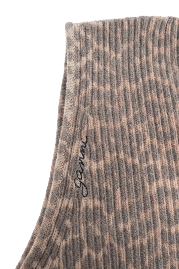 GANNI Balaclava With Logo - Beige