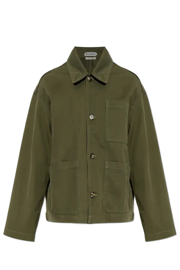JW Anderson Denim Jacket With Embroidered Logo - Green