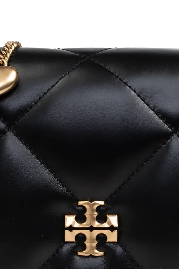 Tory Burch Kira Quilted Leather Wallet On Strap With Heart Charm - Black